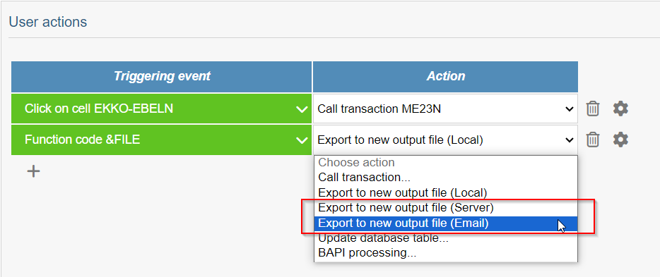 Handle ALV user-commands (call transaction, export report to file/email, update DB table...)