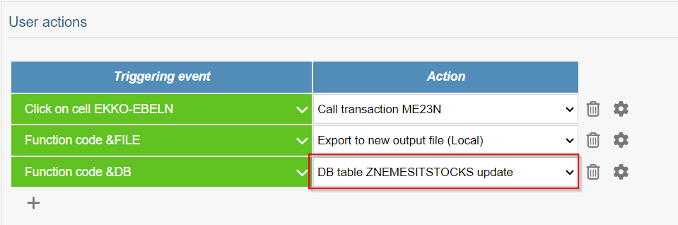 Handle ALV user-commands (call transaction, export report to file/email, update DB table...)