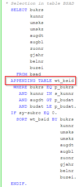 Do a SELECT APPENDING TABLE Do a SELECT APPENDING TABLE