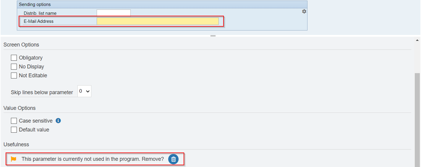 Define a simple selection-screen